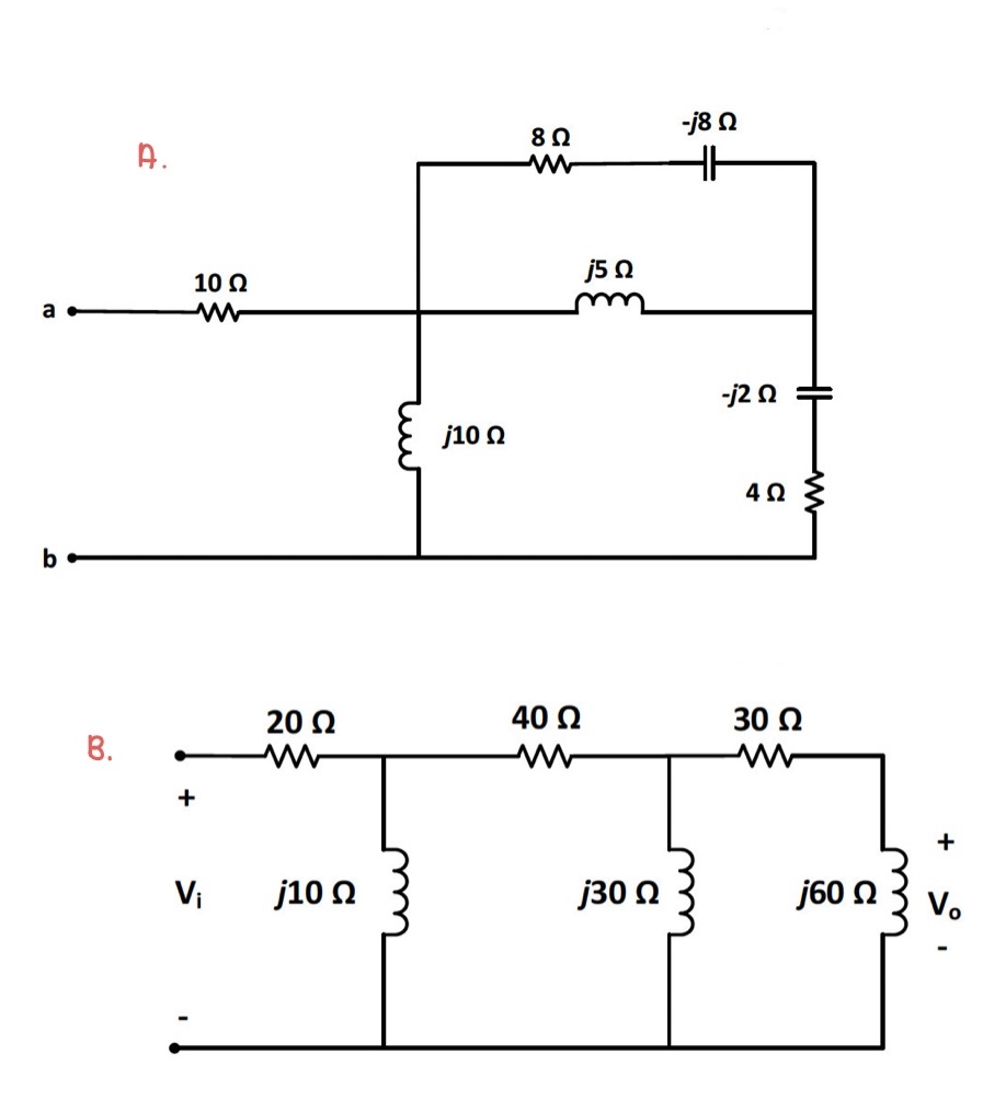 Solved circuit A: calculate the equivalent impedance across | Chegg.com