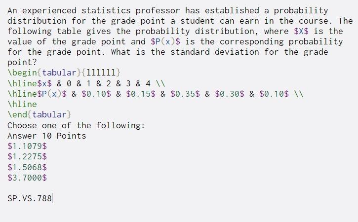 Solved An experienced statistics professor has established a | Chegg.com