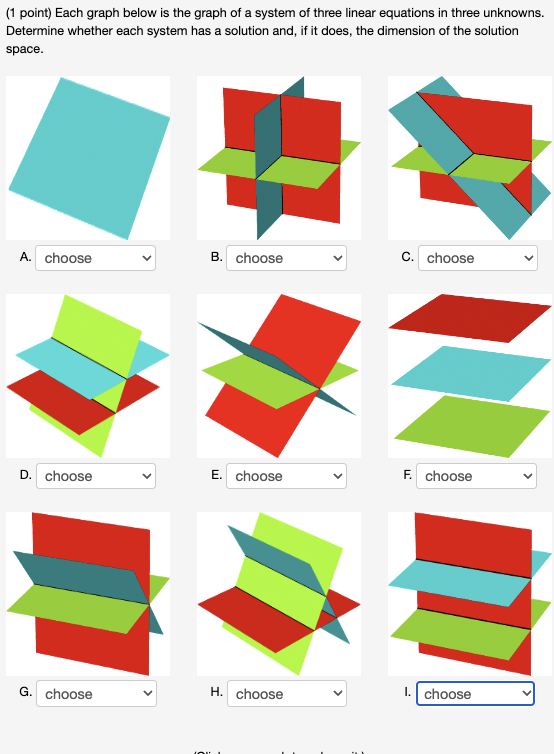 Solved (1 ﻿point) ﻿Each graph below is the graph of a system | Chegg.com
