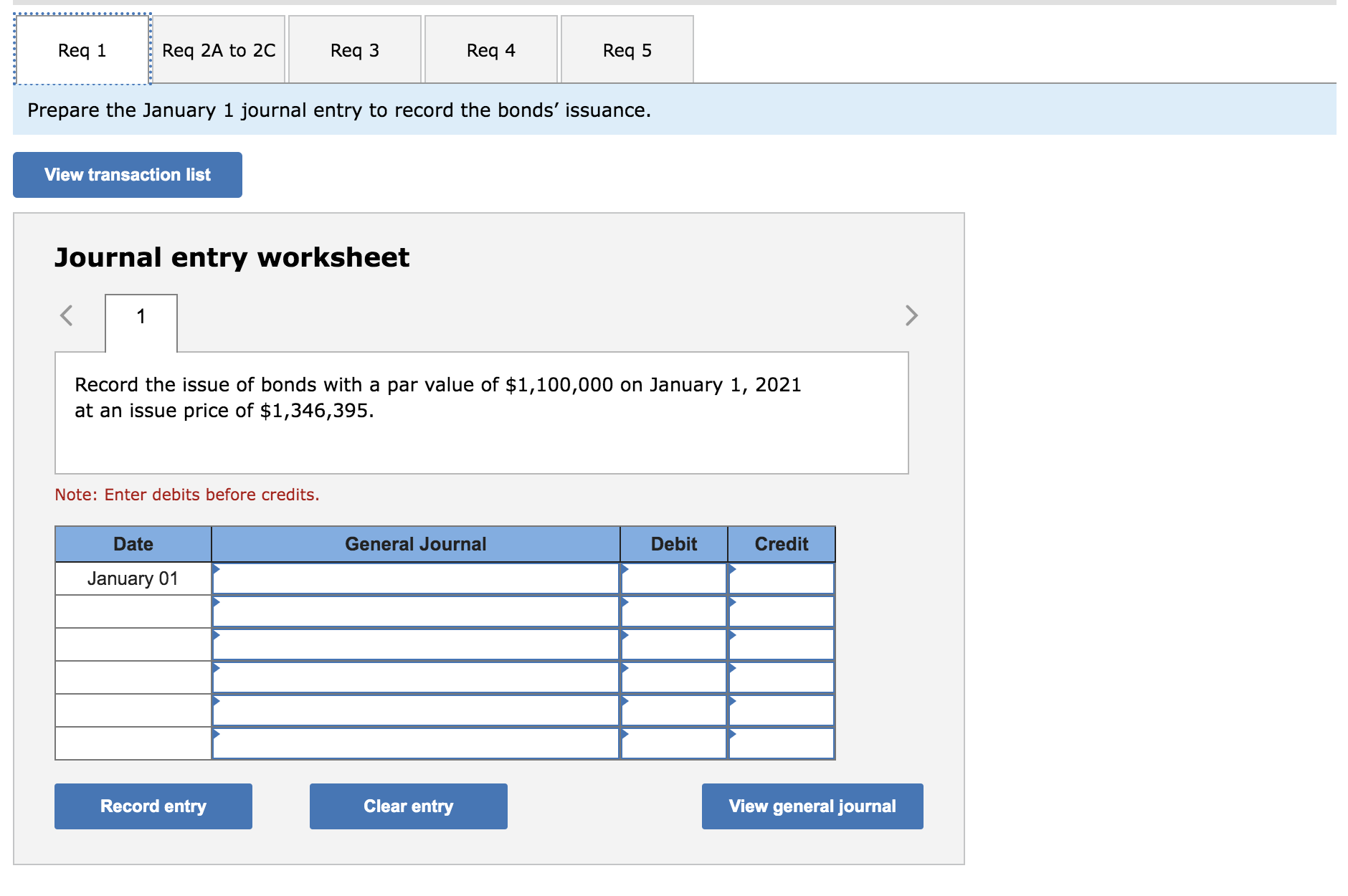Solved Prepare the January 1 journal entry to record the | Chegg.com
