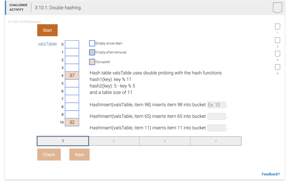 Solved CHALLENGE 3.10.1: Double hashing. ACTIVITY | Chegg.com