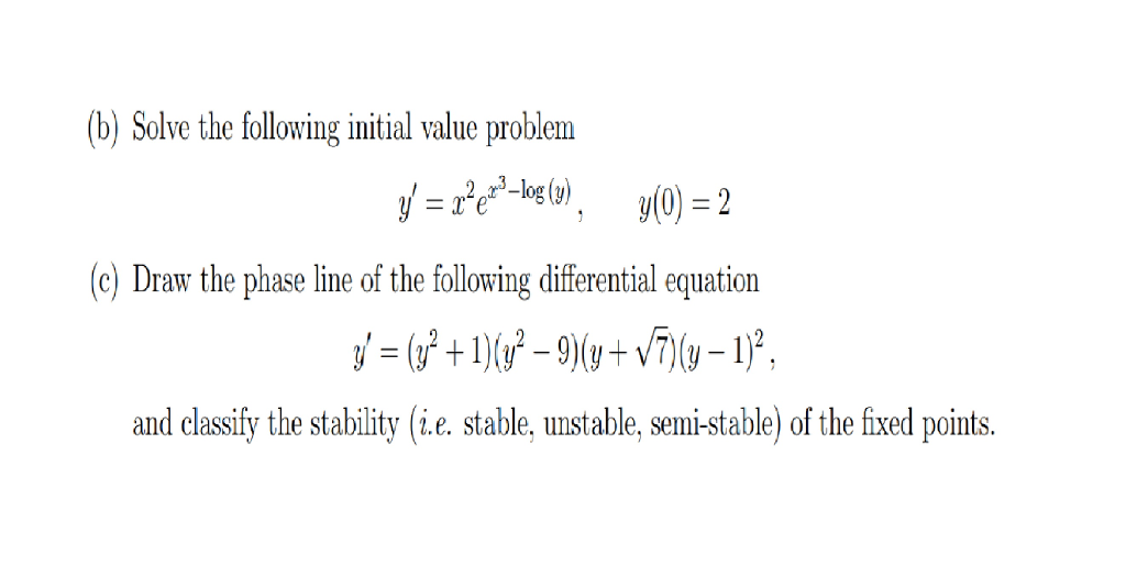 Solved b) Solve the following initial value problem (c) Draw | Chegg.com