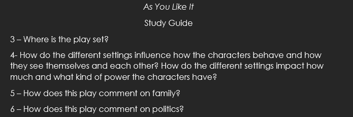 Solved As You like If Study Guide 3 - Where is the play set? | Chegg.com