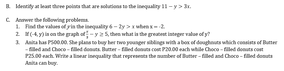 Solved B. Identify at least three points that are solutions | Chegg.com