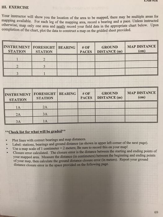 Solved LAB #14 PACE AND COMPASS MAPPING I. INTRODUCTION This | Chegg.com