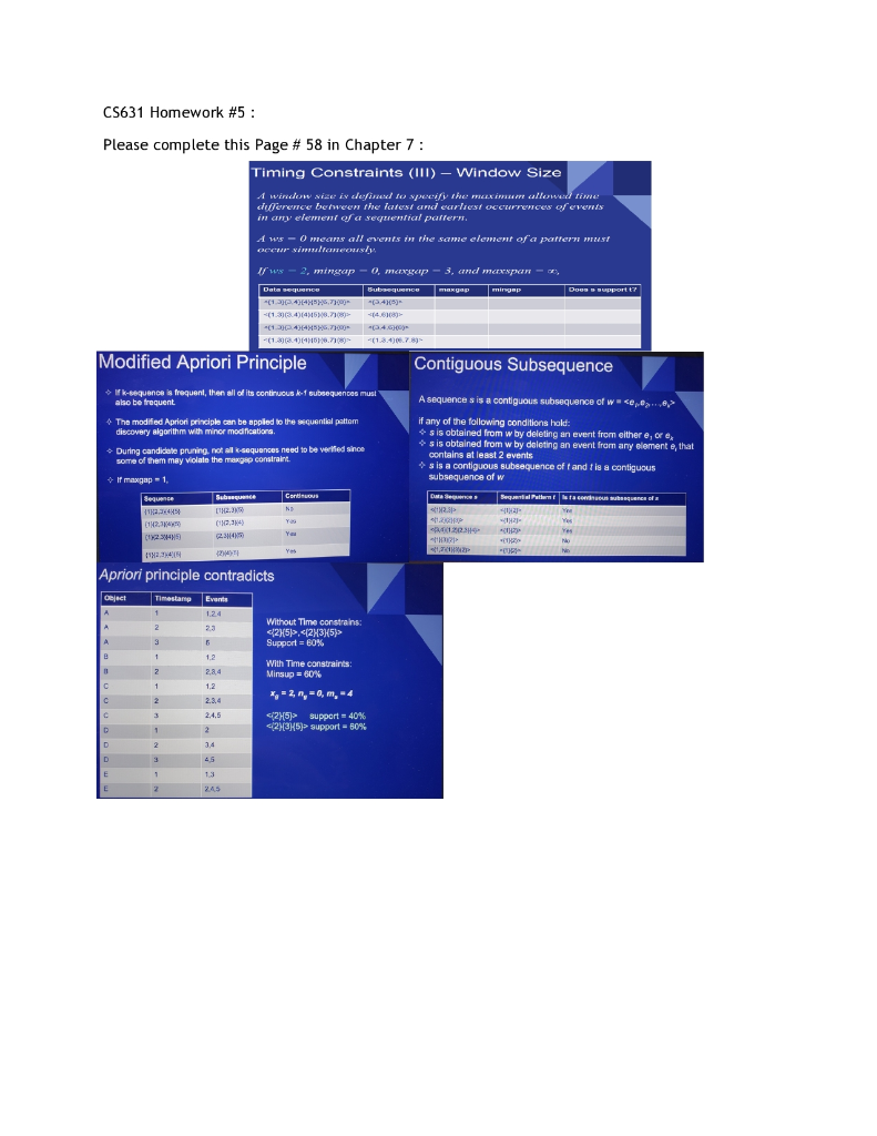 CS631 Homework #5 : Please complete this Page # 58 in | Chegg.com