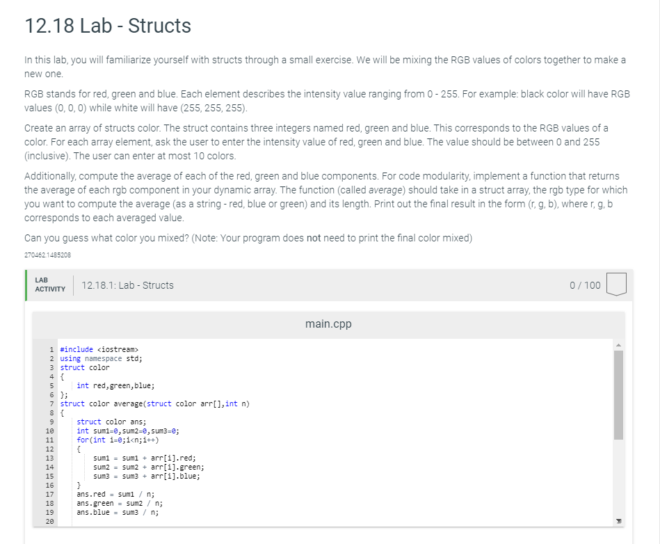 Solved 1218 Lab Structs In This Lab You Will Familiarize