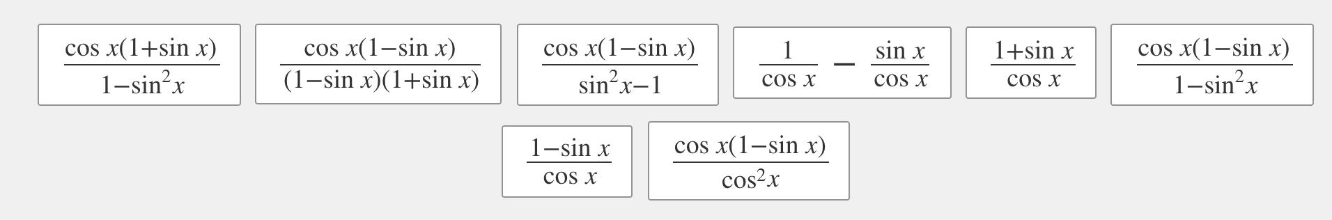 Solved Verify the identity. COS X 1+sin x = sec x tan x Drag | Chegg.com