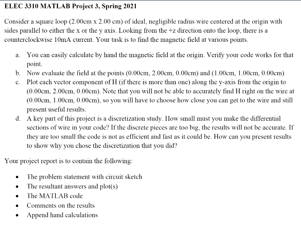 ELEC 3310 MATLAB Project 3, Spring 2021 a. Consider a | Chegg.com