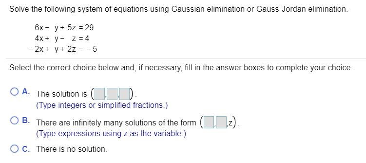 Solved Solve the following system of equations using | Chegg.com