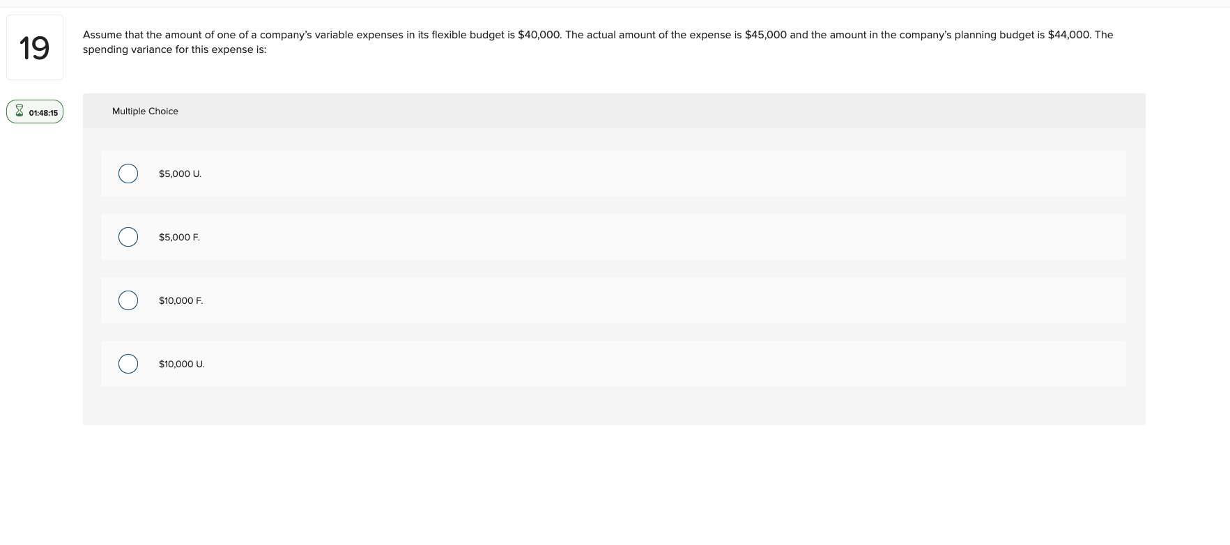 Solved spending variance for this expense is: Multiple | Chegg.com