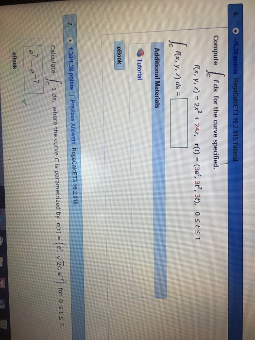 Solved Compute integral_C f ds for the curve specified. f | Chegg.com