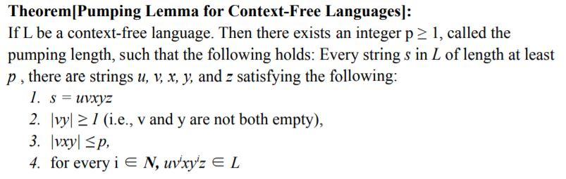 Solved Theorem[Pumping Lemma for Context-Free Languages]: If | Chegg.com