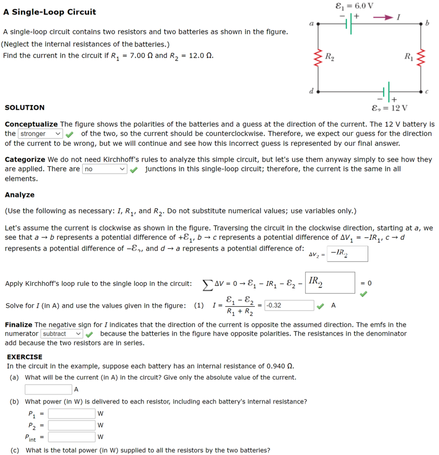 Solved A Single-Loop Circuit E = 6.0 V + 1 A single-loop | Chegg.com