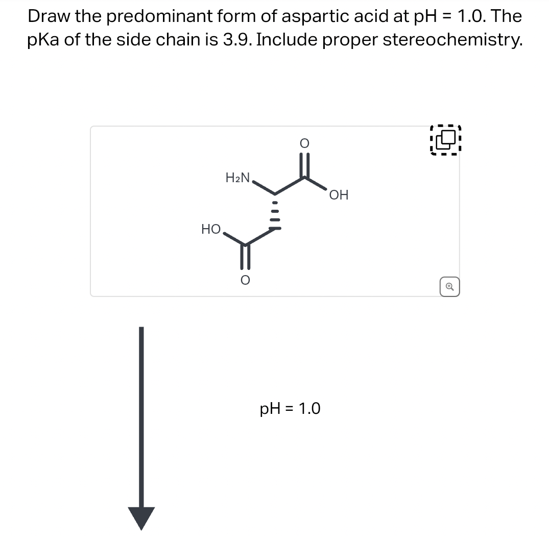 Solved Draw the predominant form of aspartic acid at pH=1.0. | Chegg.com Solved Draw the predominant form of aspartic acid at pH=1.0. | Chegg.com