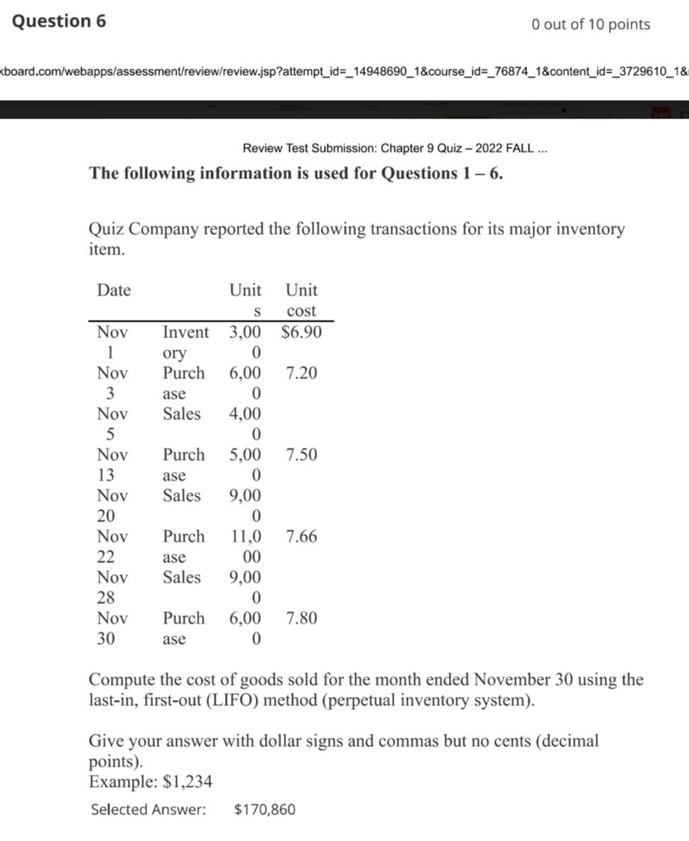 Solved Question 6 0 out of 10 points | Chegg.com