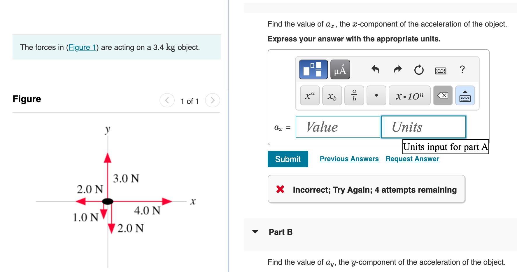 Solved Find the value of ax, the x-component of the | Chegg.com