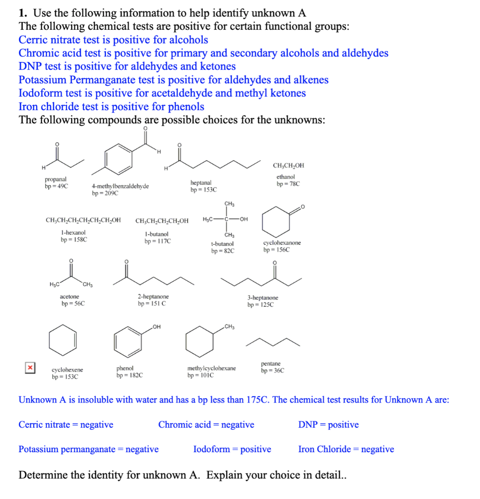 Solved 1. Use the following information to help identify | Chegg.com