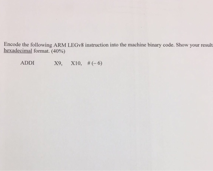 Solved Encode the following ARM LEGv8 instruction into the | Chegg.com