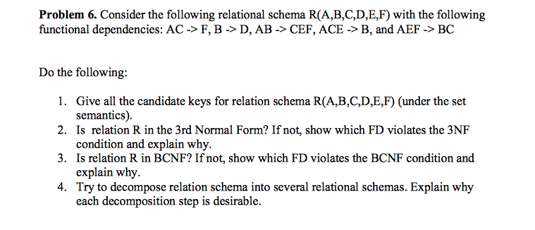 Solved Problem 6. Consider the following relational schema | Chegg.com