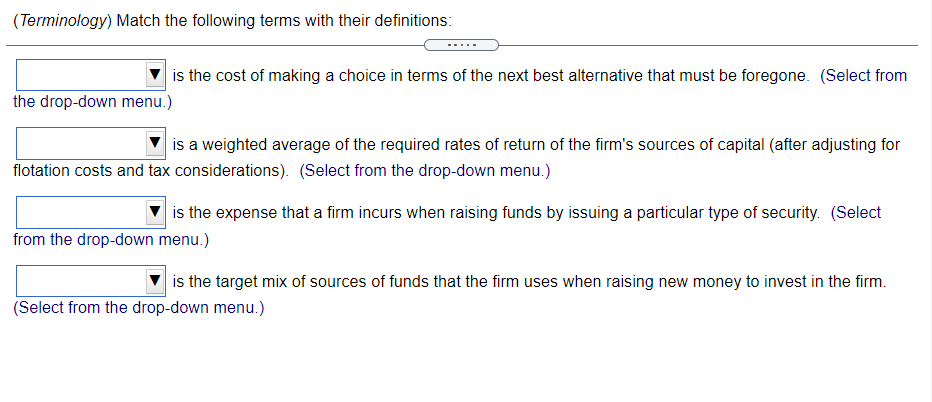 Solved (Terminology) Match the following terms with their | Chegg.com