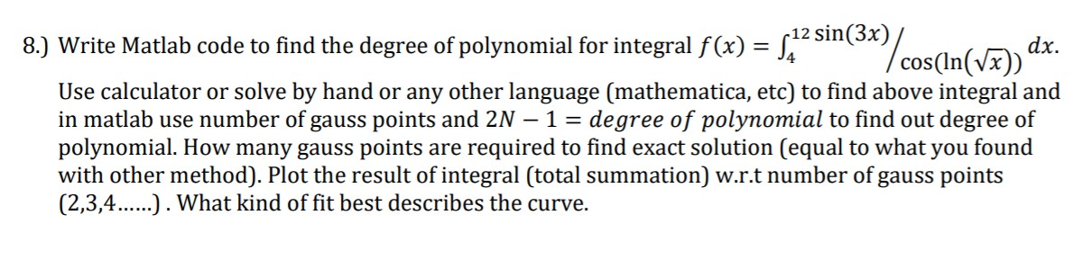 8.) Write Matlab code to find the degree of | Chegg.com