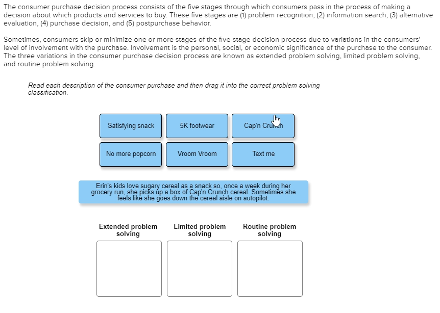 The consumer purchase decision process consists of | Chegg.com
