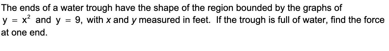 Solved The ends of a water trough have the shape of the | Chegg.com