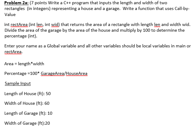 Solved Problem 2a: (7 points Write a C++ program that inputs | Chegg.com