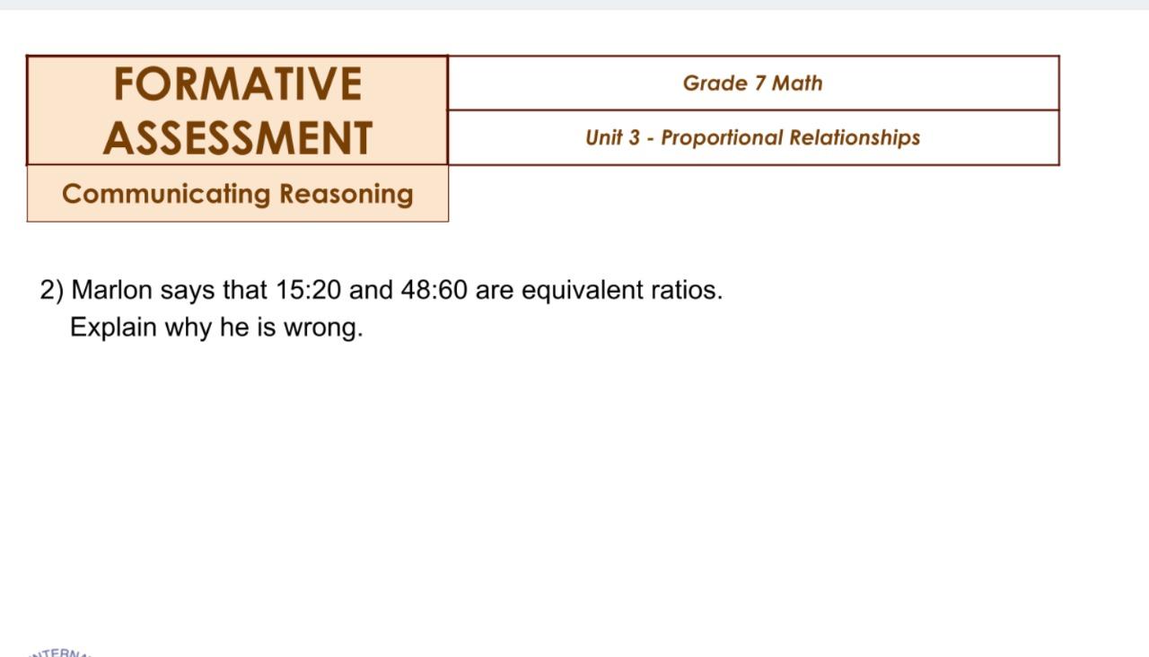 Solved Grade 7 Math FORMATIVE ASSESSMENT Unit 3 - | Chegg.com