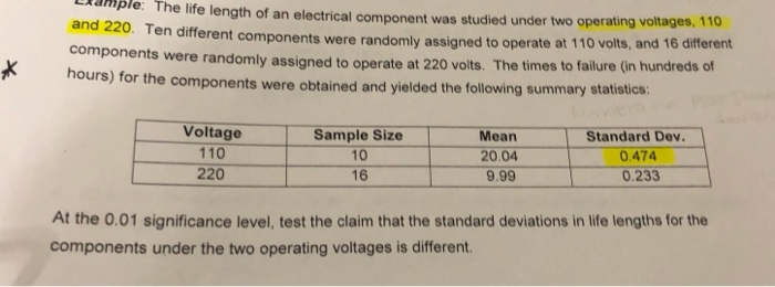 Solved Xample: The life length of an electrical component | Chegg.com