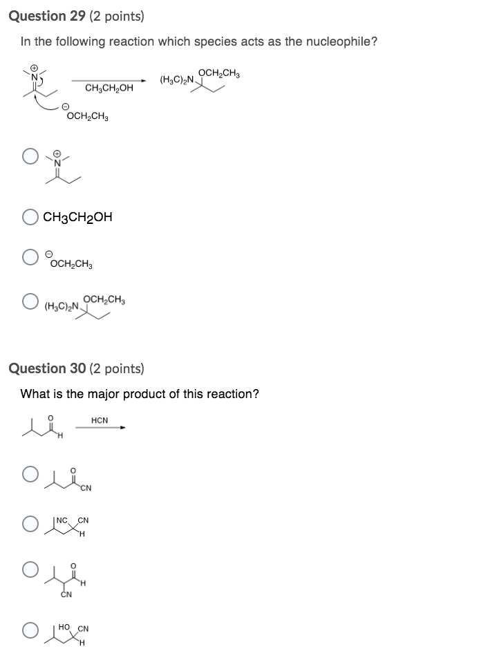Solved Question 29 (2 points) In the following reaction | Chegg.com