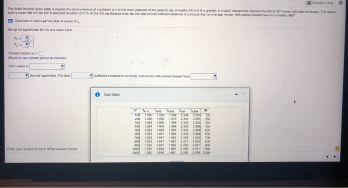 Solved Question Hep O The Ankle Brachilal Index (ABl) | Chegg.com