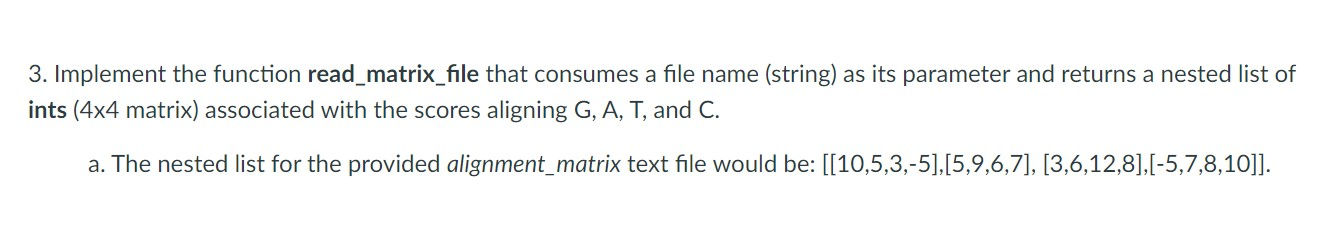 Solved 3. Implement the function read_matrix_file that | Chegg.com