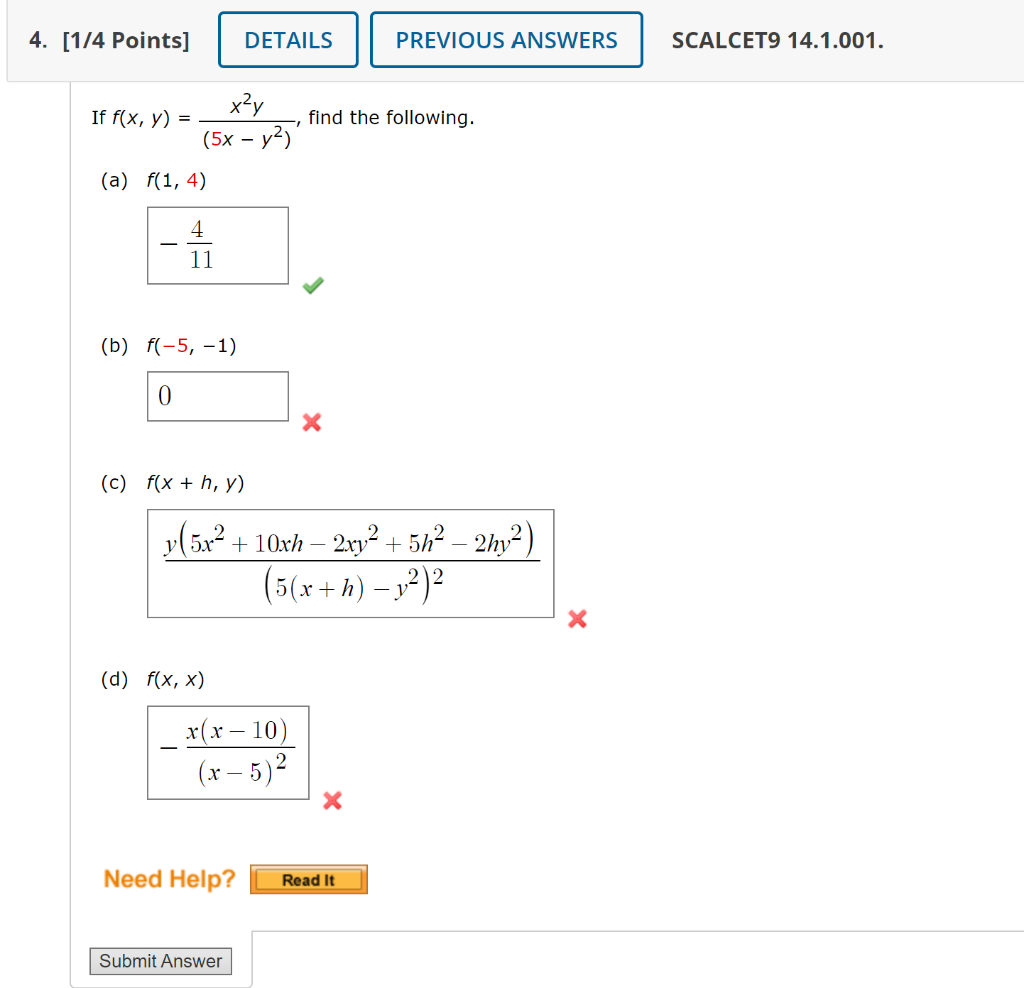 Solved f(x,y)=(5x−y2)x2y, find the following (a) f(1,4) (b) | Chegg.com