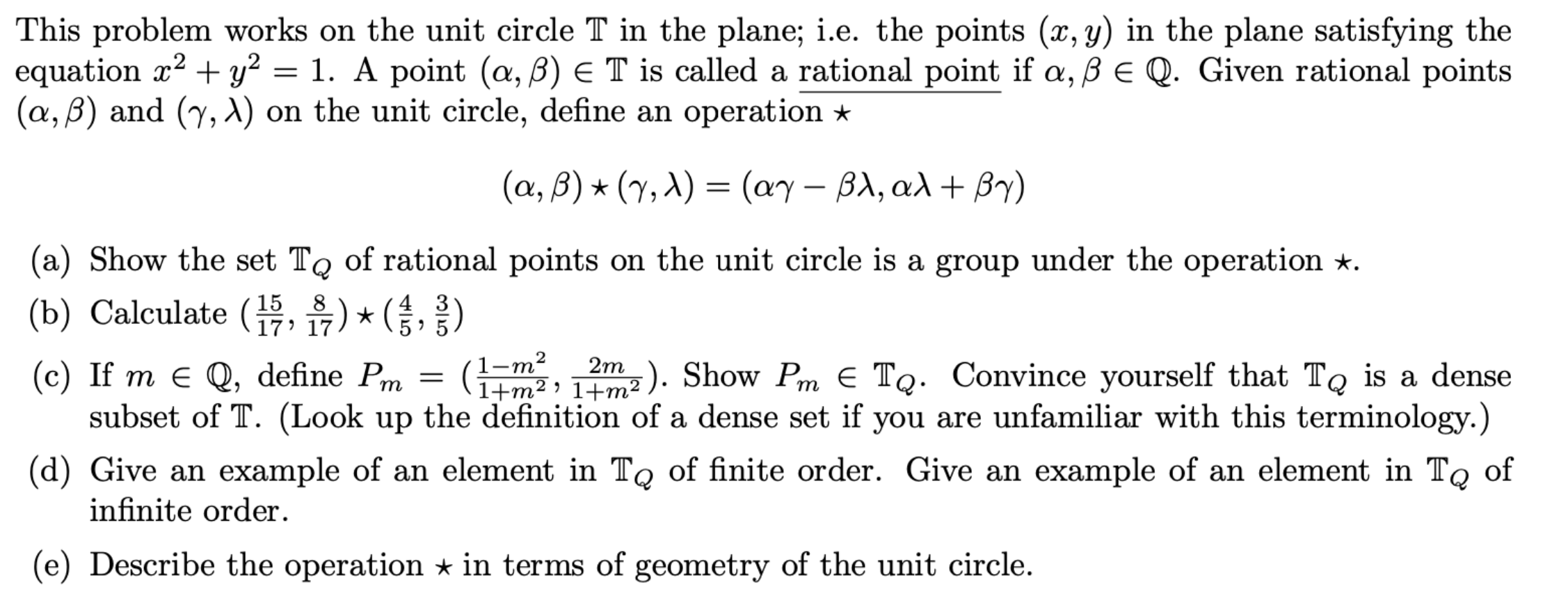 Solved This problem works on the unit circle T in the plane; | Chegg.com