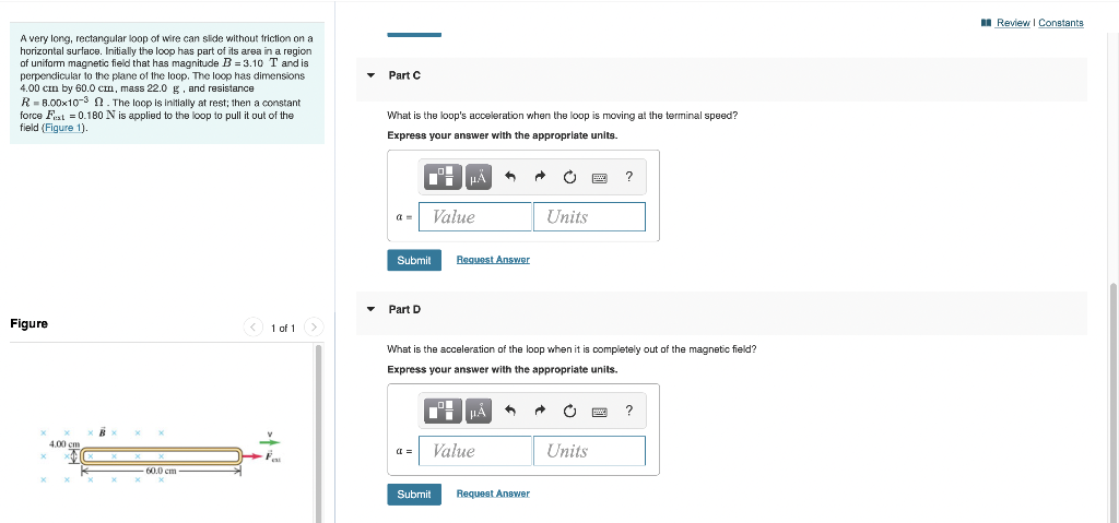 Solved A Review Constants Part A A very long, rectangular | Chegg.com
