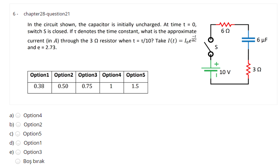 Solved 6. chapter28-question21 In the circuit shown, the | Chegg.com