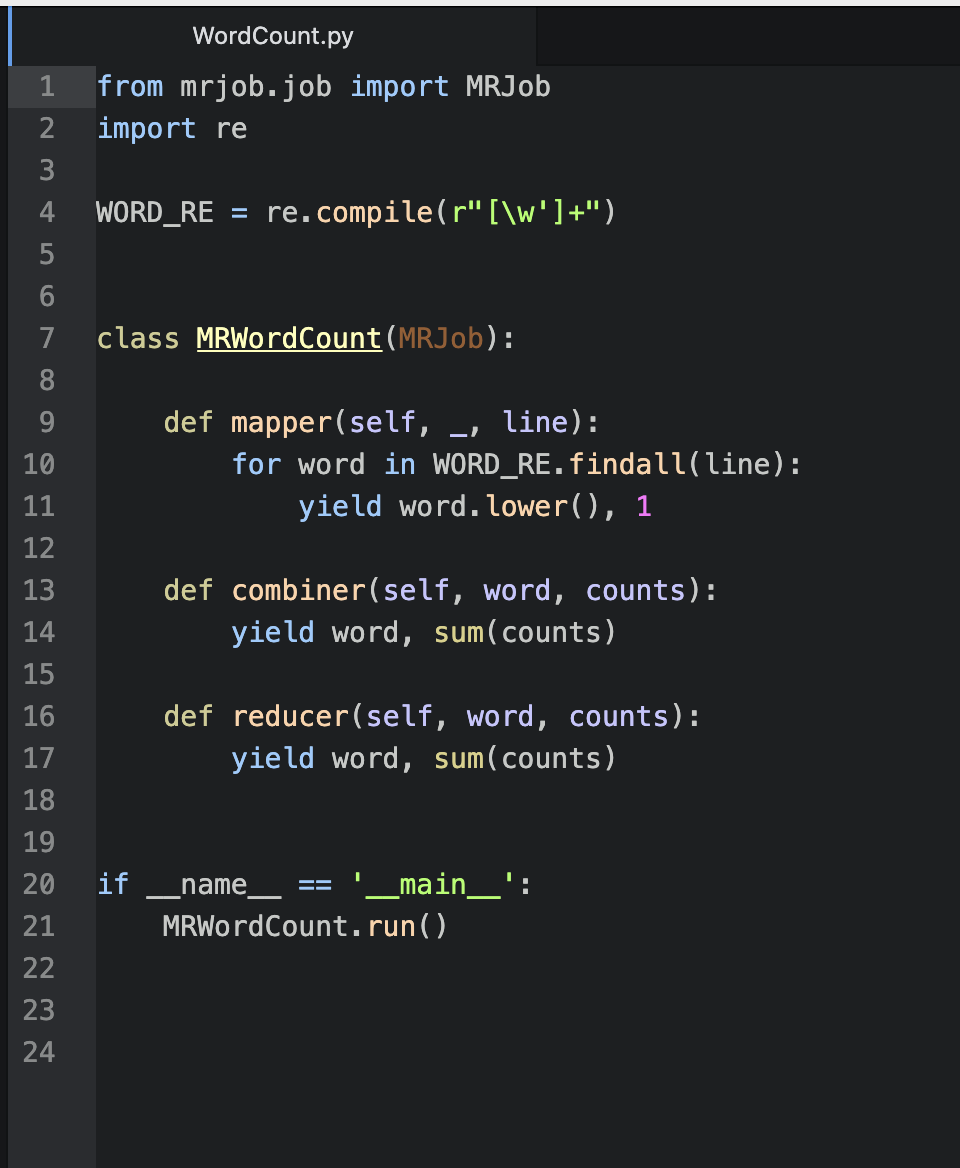 Solved Q. Now slightly modify the WordCount.py program. | Chegg.com