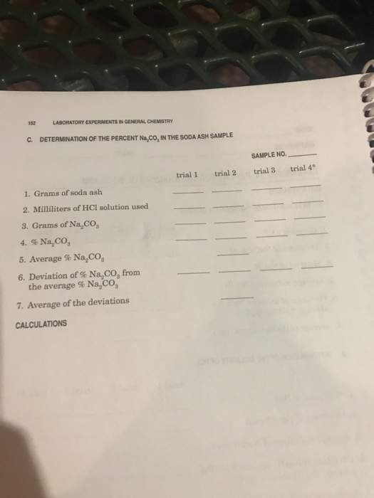 ANALYSIS OF SODA ASH 11 NAME DATE SECTION- INSTRUCTOR | Chegg.com