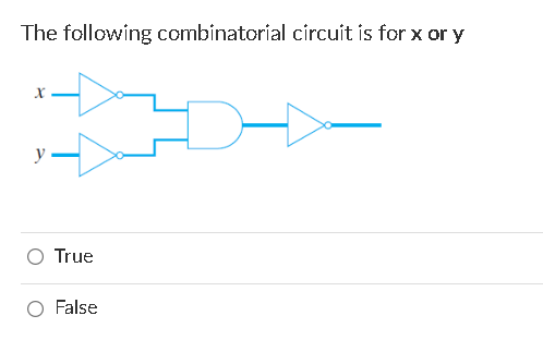 Solved The following combinatorial circuit is for x or y X у | Chegg.com