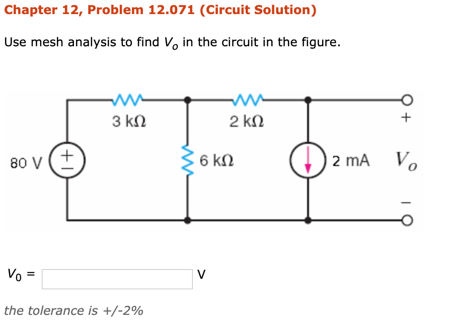 Solved Chapter 12, Problem 12.071 (Circuit Solution) Use | Chegg.com