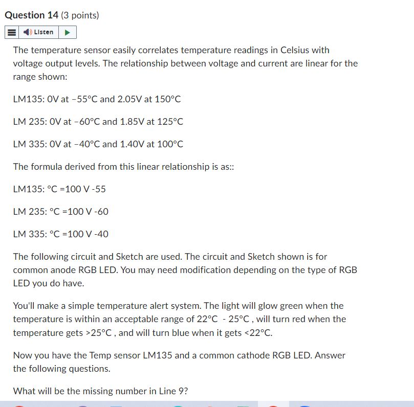 Solved 1// Temperature Alert ! 2 const int BLED =9; 3 const | Chegg.com