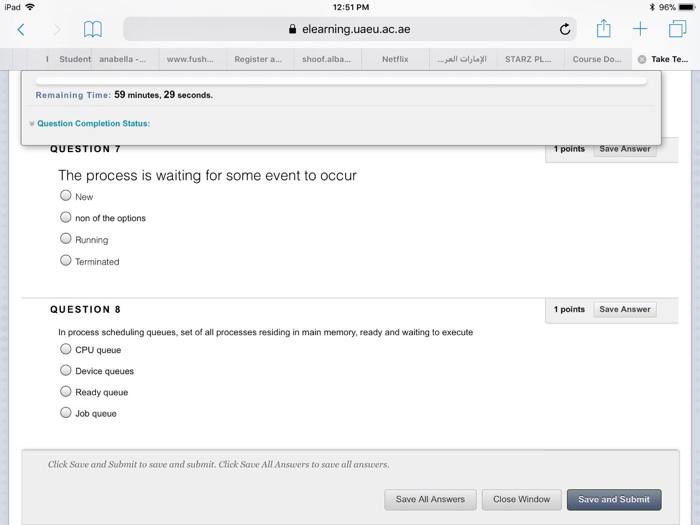 Solved Pad 12:51 PM 96% 을 elearning.uaeu.ac.ae I Student | Chegg.com
