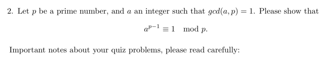 Solved 2. Let p be a prime number, and a an integer such | Chegg.com
