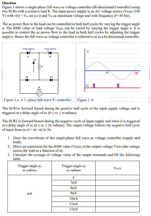 Solved Question Figure 1 shows a single-phase full wave ac | Chegg.com