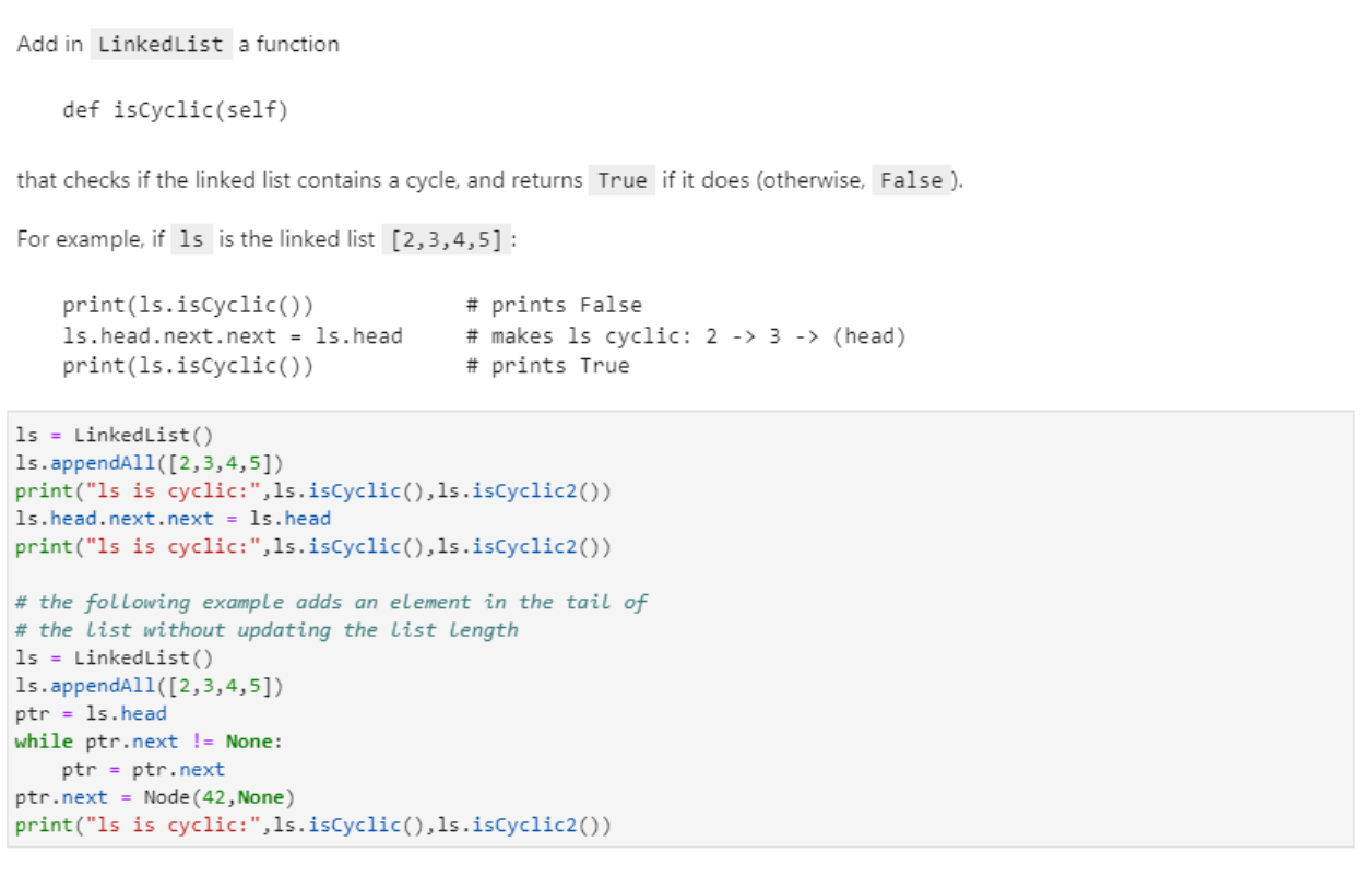 Solved Add In A Function Def Iscyclicself That Checks If 