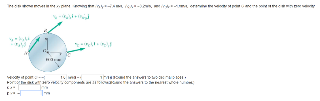 Solved The disk shown moves in the xy plane. Knowing that | Chegg.com