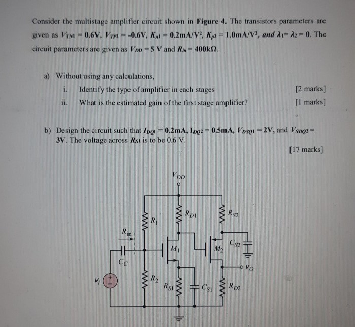 Solved Consider the multistage amplifier circuit shown in | Chegg.com