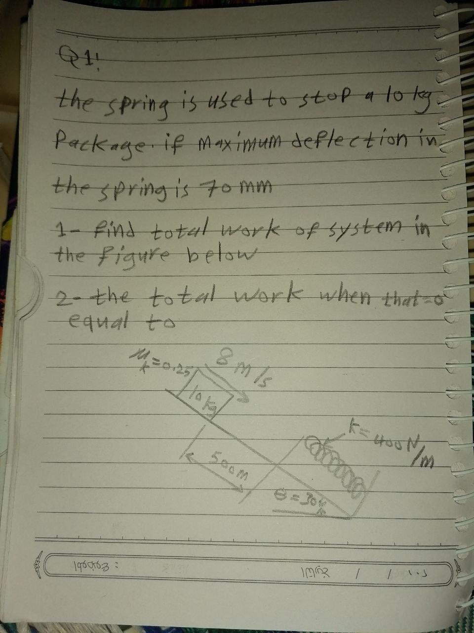 Solved Q11 the spring is used to stop a to a lokg. Package | Chegg.com